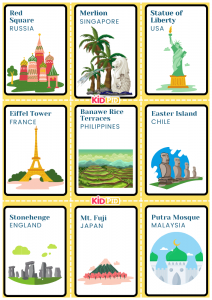 World Landmarks Handdrawn Flashcard Sheets - Kidpid