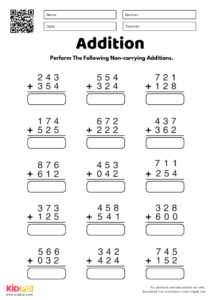 Non-carrying Addition Worksheets - Kidpid