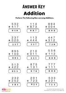 Non-carrying Addition Worksheets - Kidpid