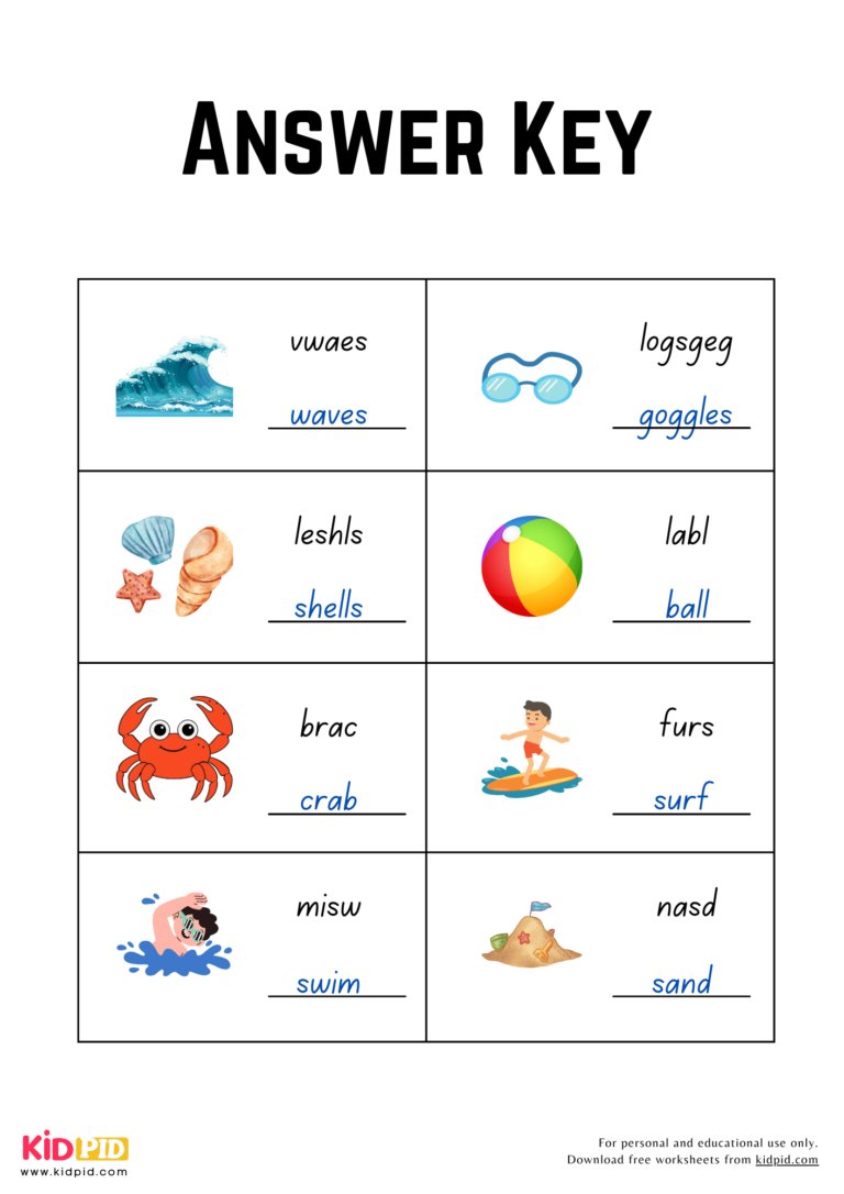 Jumbled Ocean Words Worksheet for Grade 1 - Kidpid