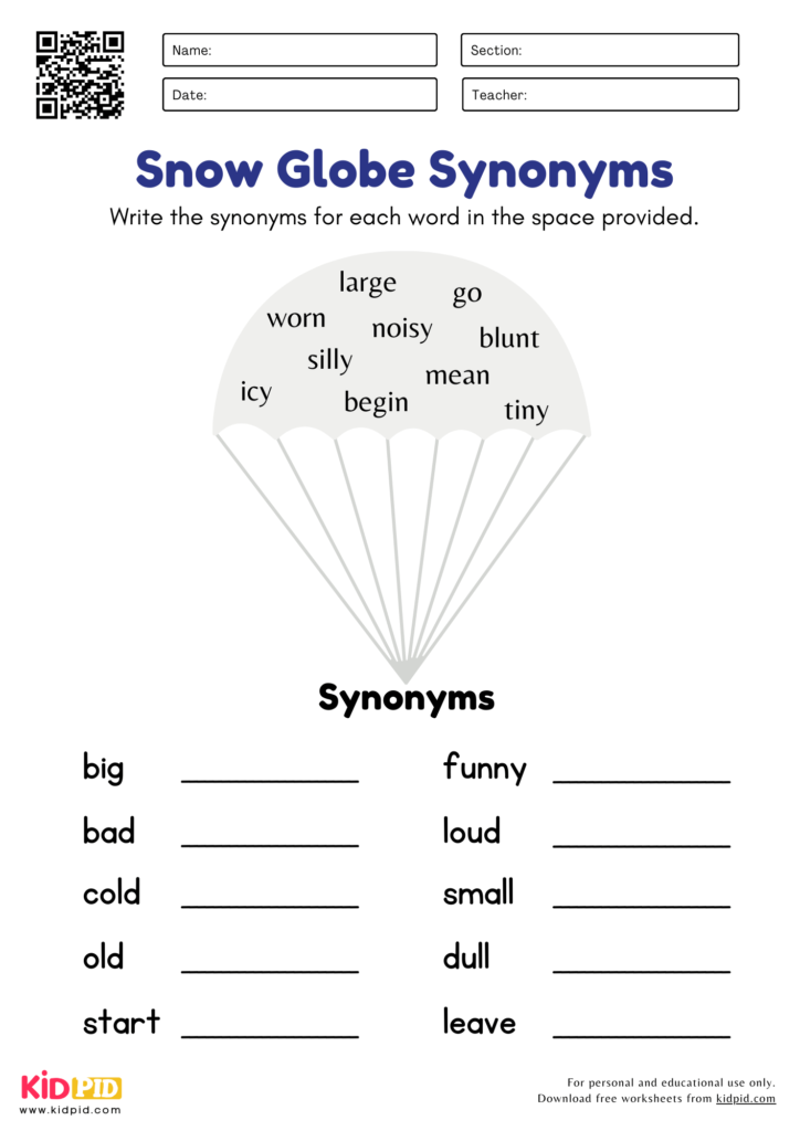 2nd Grade Synonyms Worksheets