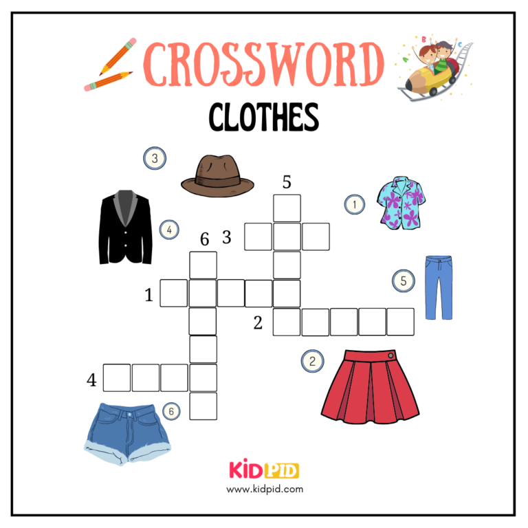Clothes Crosswords Worksheet For Grade 3 - Kidpid