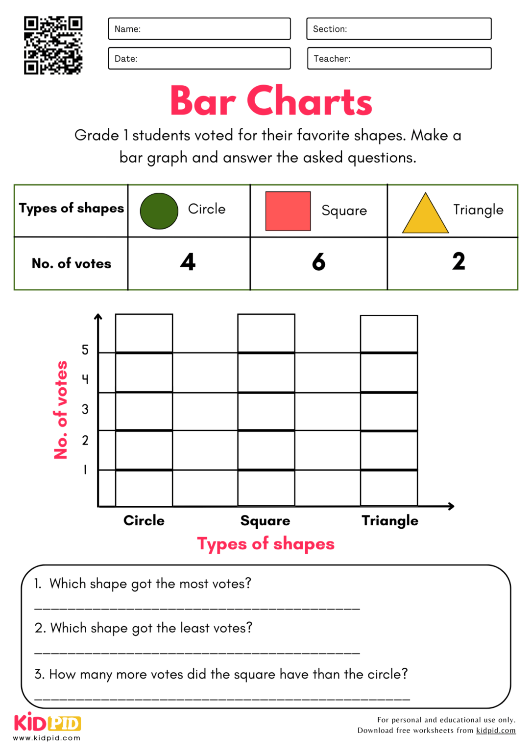 Create Bar Charts Worksheet For Grade 1 - Kidpid