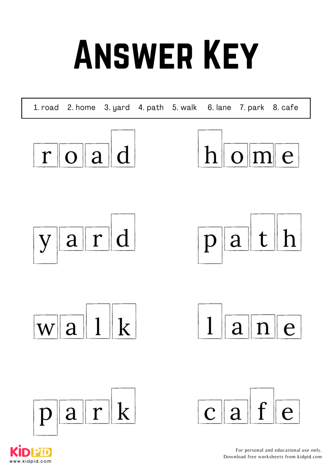 Neighborhood Word Shapes Worksheet For Grade 3 - Kidpid