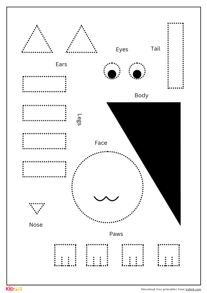 Printable Cat Shape Puzzles for Kids: Cut, Color, and Solve - Kidpid