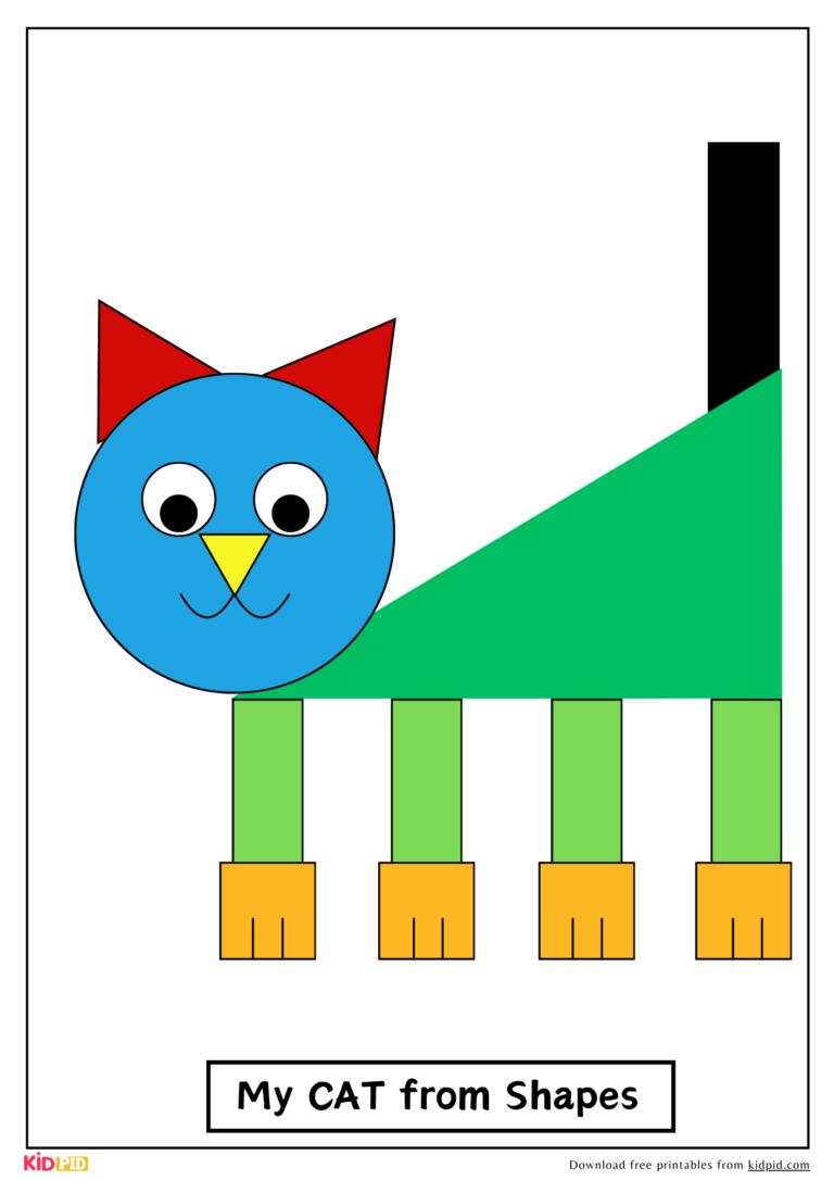Printable Cat Shape Puzzles for Kids: Cut, Color, and Solve - Kidpid