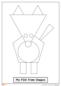 Shape Fox Cut Out Printable for Kids: Coloring & Puzzle Activity - Kidpid