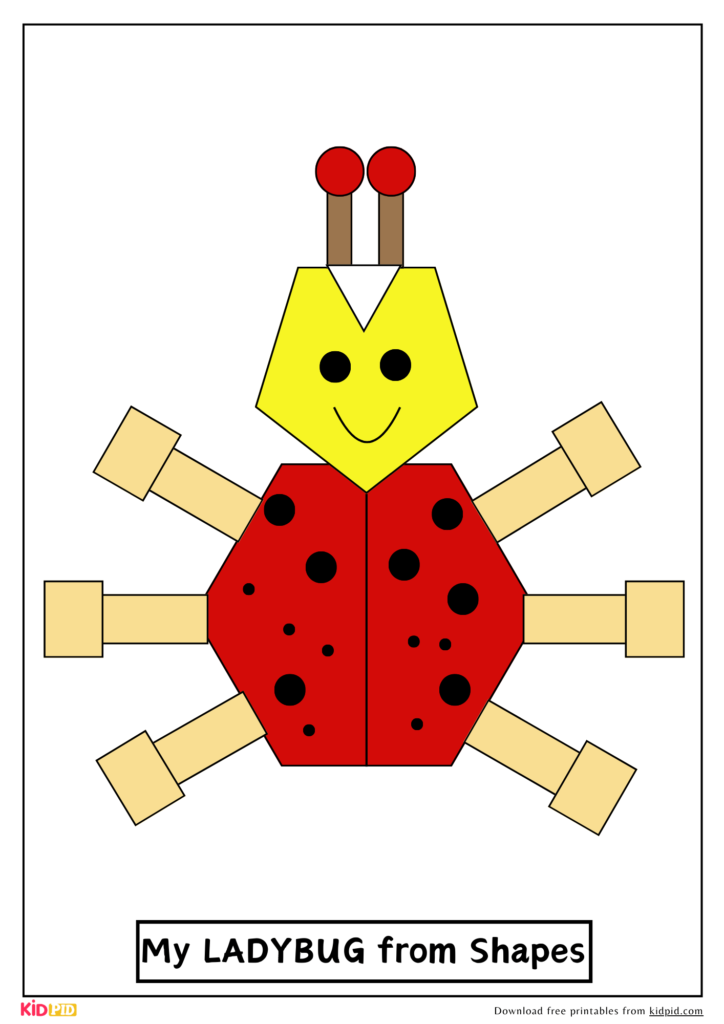 Shape Ladybug Cut-Out Activity Sheets: Printable Coloring & Puzzles for ...