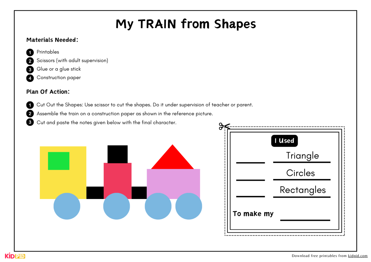 Train Shape Cut-Out Puzzles Printable Activity for Kids - Kidpid