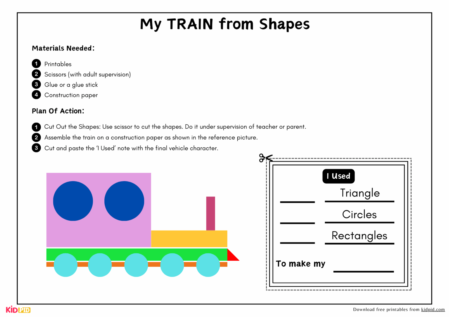 Train Shape Cut-Out Puzzles Printable Activity for Kids - Kidpid