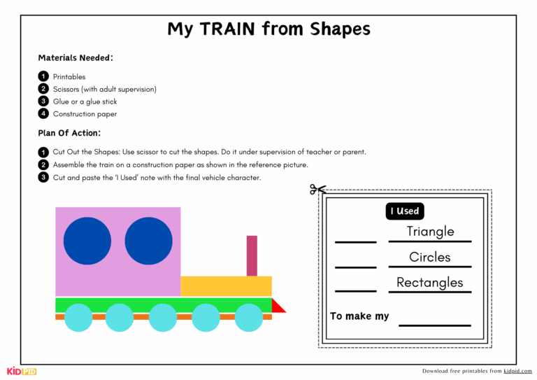 Train Shape Cut-Out Puzzles Printable Activity for Kids - Kidpid