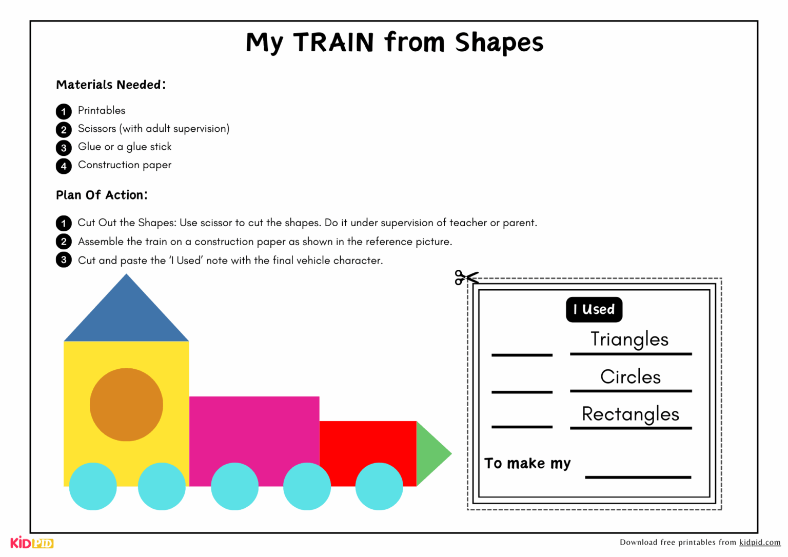 Train Shape Cut-Out Puzzles Printable Activity for Kids - Kidpid