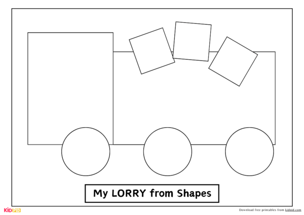 Lorry Shape Cut-Out: Coloring & Puzzle Printables - Kidpid
