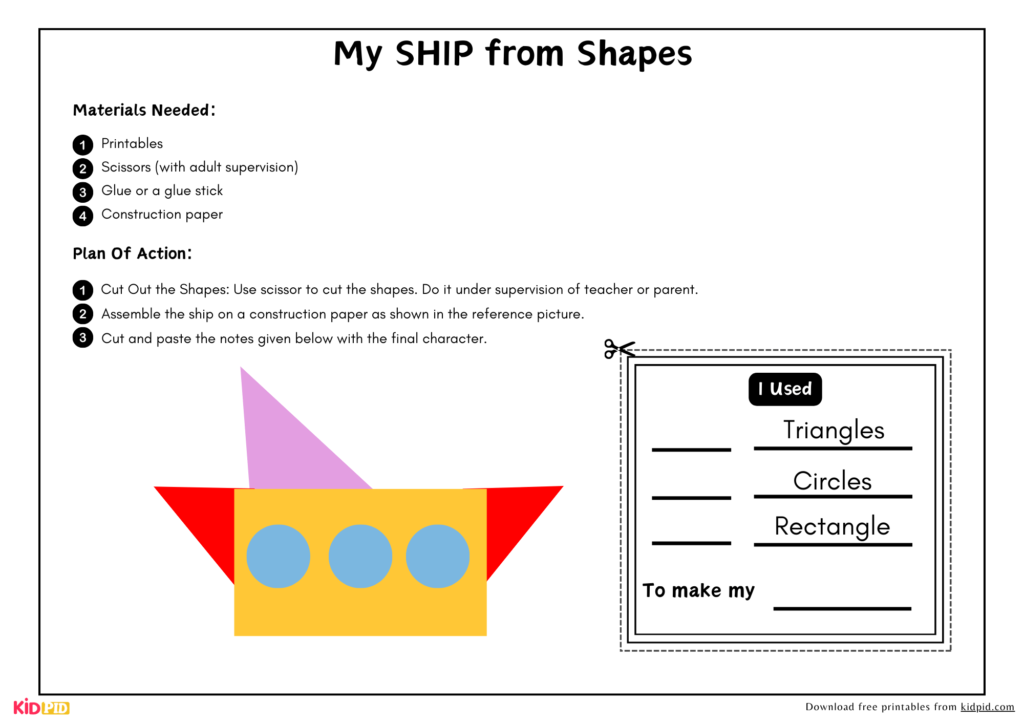 Ship Shape Cut-Out Printable for Children - Kidpid