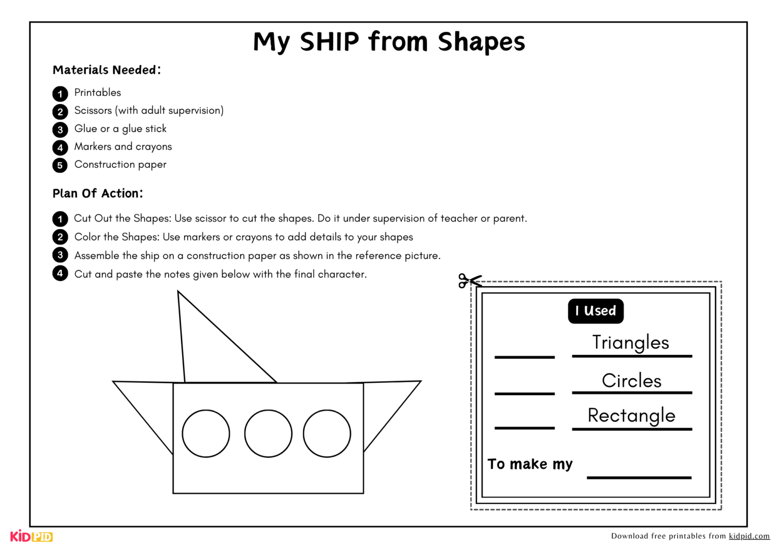 Ship Shape Cut-Out Printable for Children - Kidpid