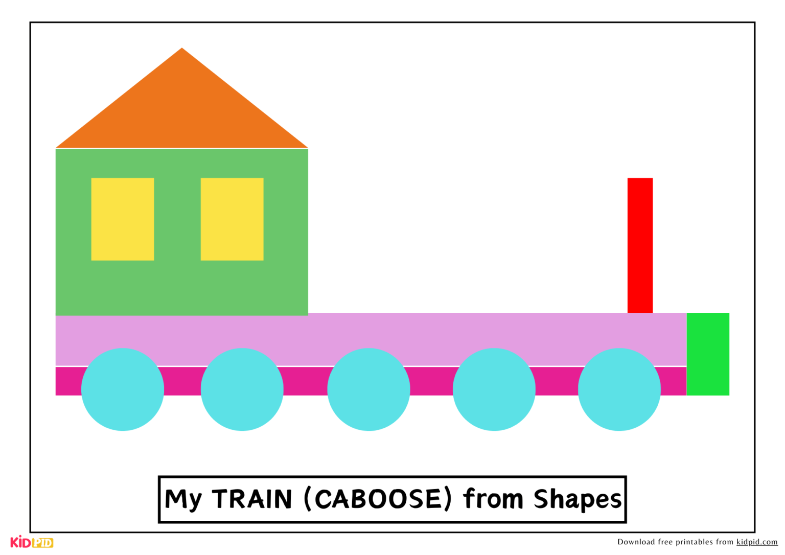 Printable Train (Caboose) Shape Cut-Outs: Coloring and Puzzle Fun for ...