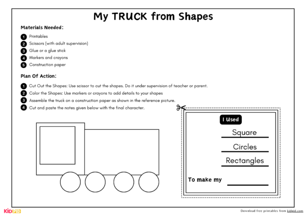 Truck Shape Cut-Out Puzzle Printables - Kidpid