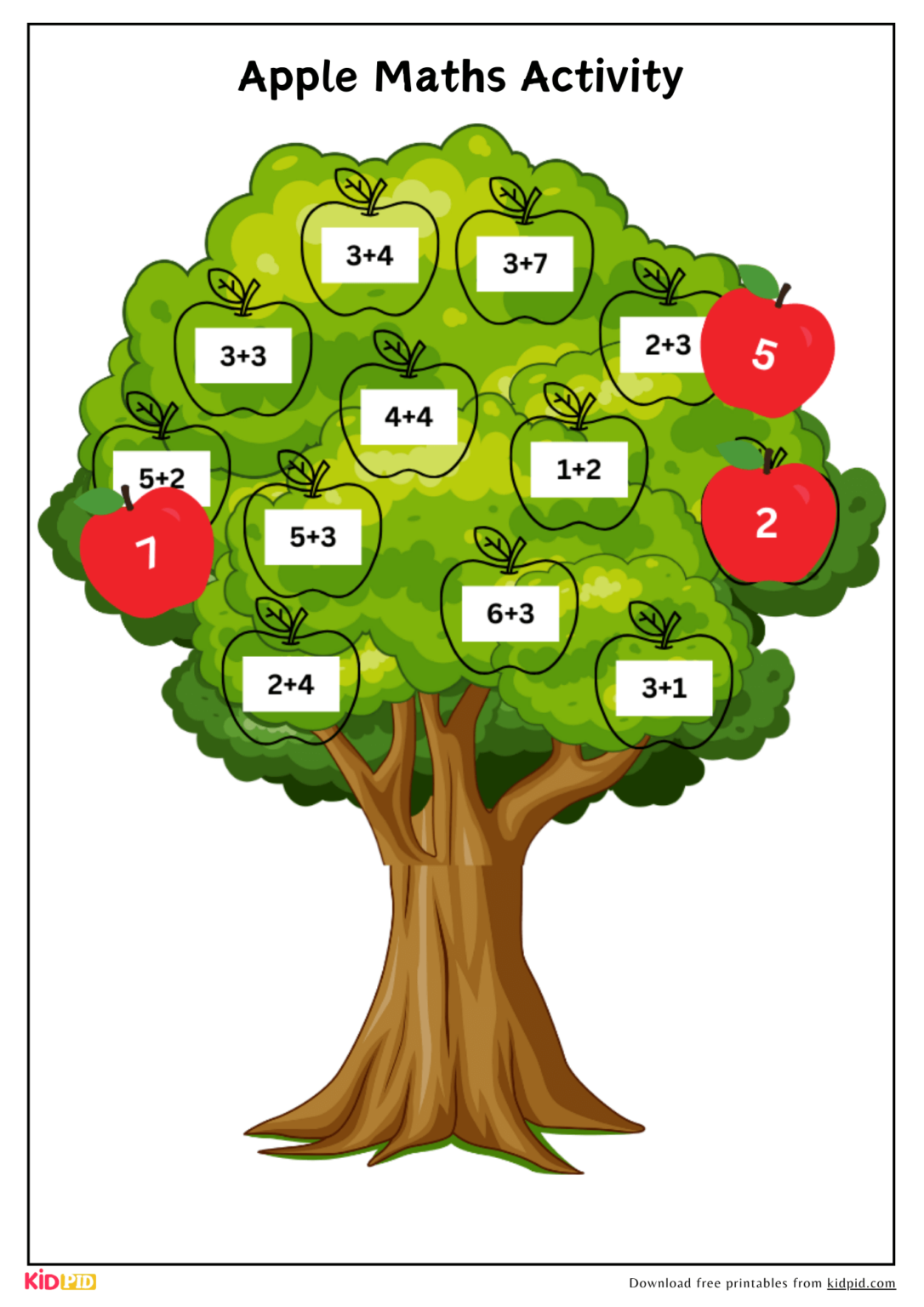 Apple Math Tree Learning Activity - Kidpid