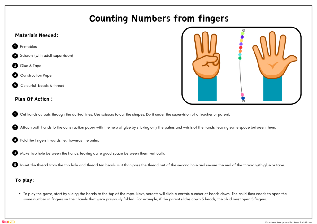Counting Hands Number Learning Activity for Preschool - Kidpid