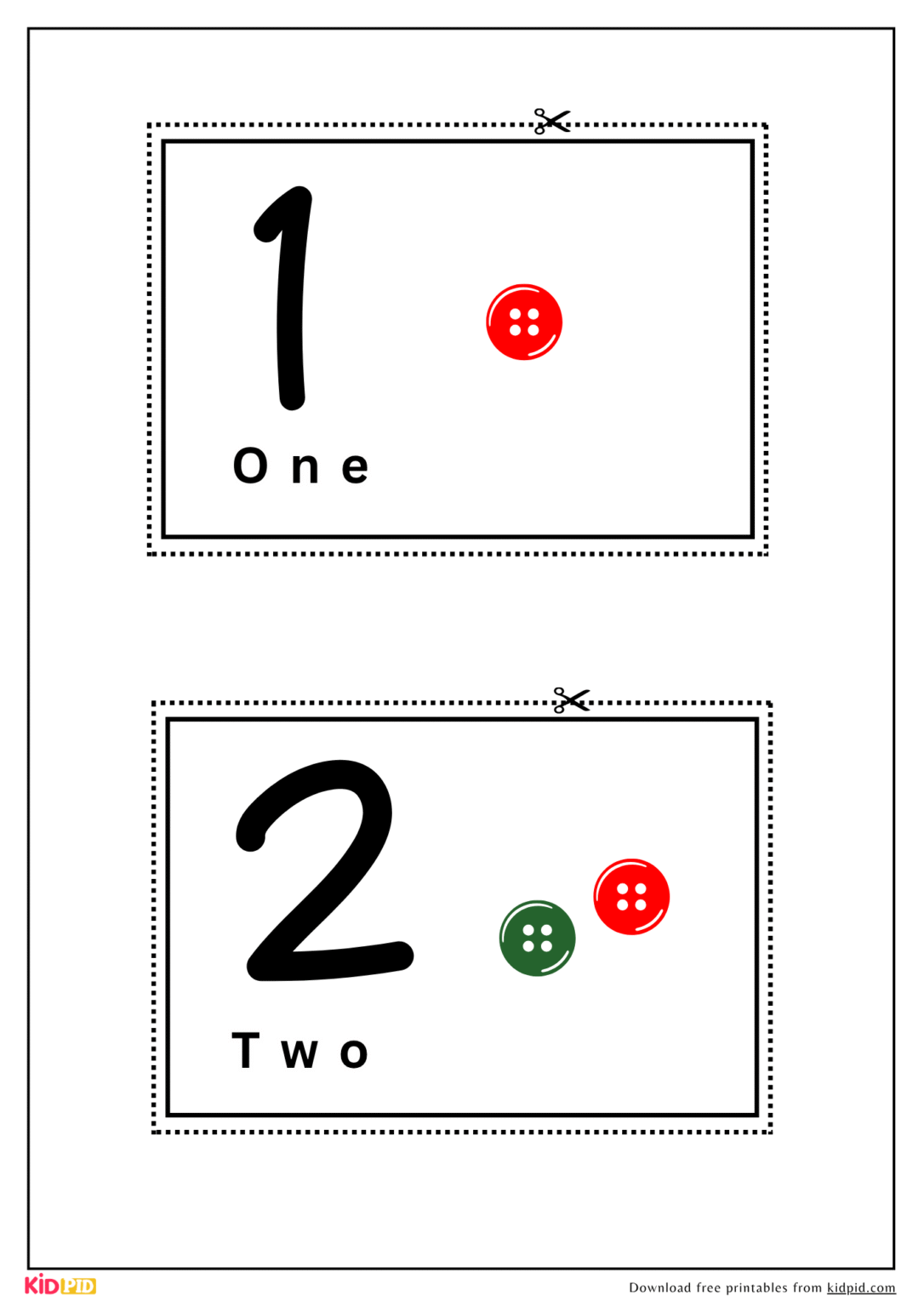 Free Printable Button Counting Cards 1-10 - Kidpid