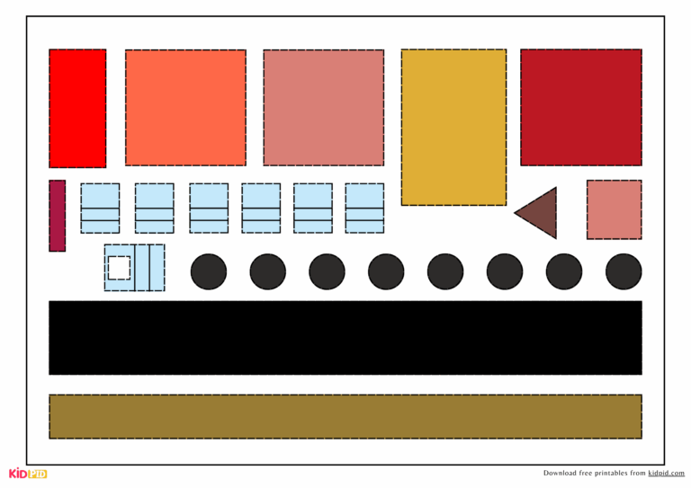 Colorful Train Scene Cutout - Free Printable for Kids - Kidpid