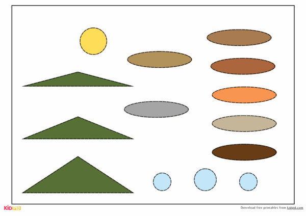Colorful Train Scene Cutout - Free Printable for Kids - Kidpid