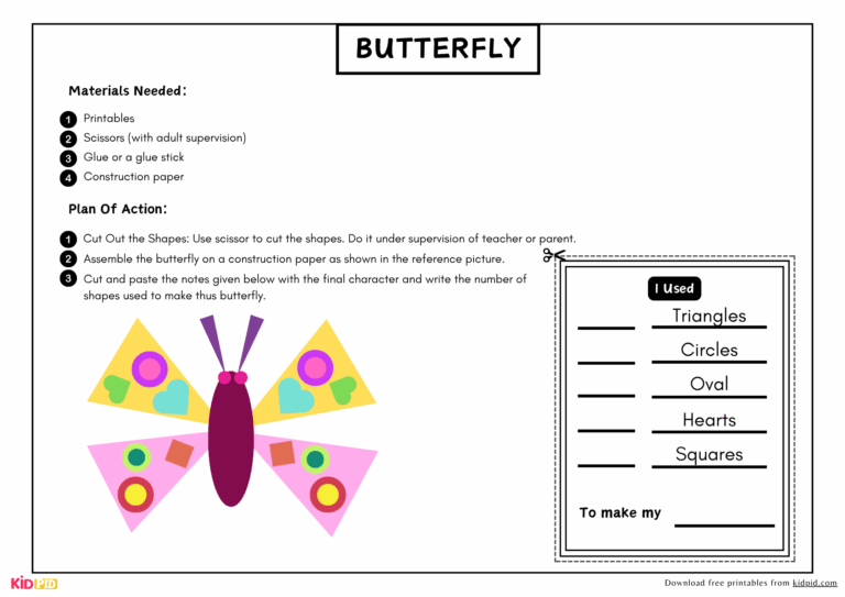 Geometric Shapes Butterfly Cutout Printable - Kidpid