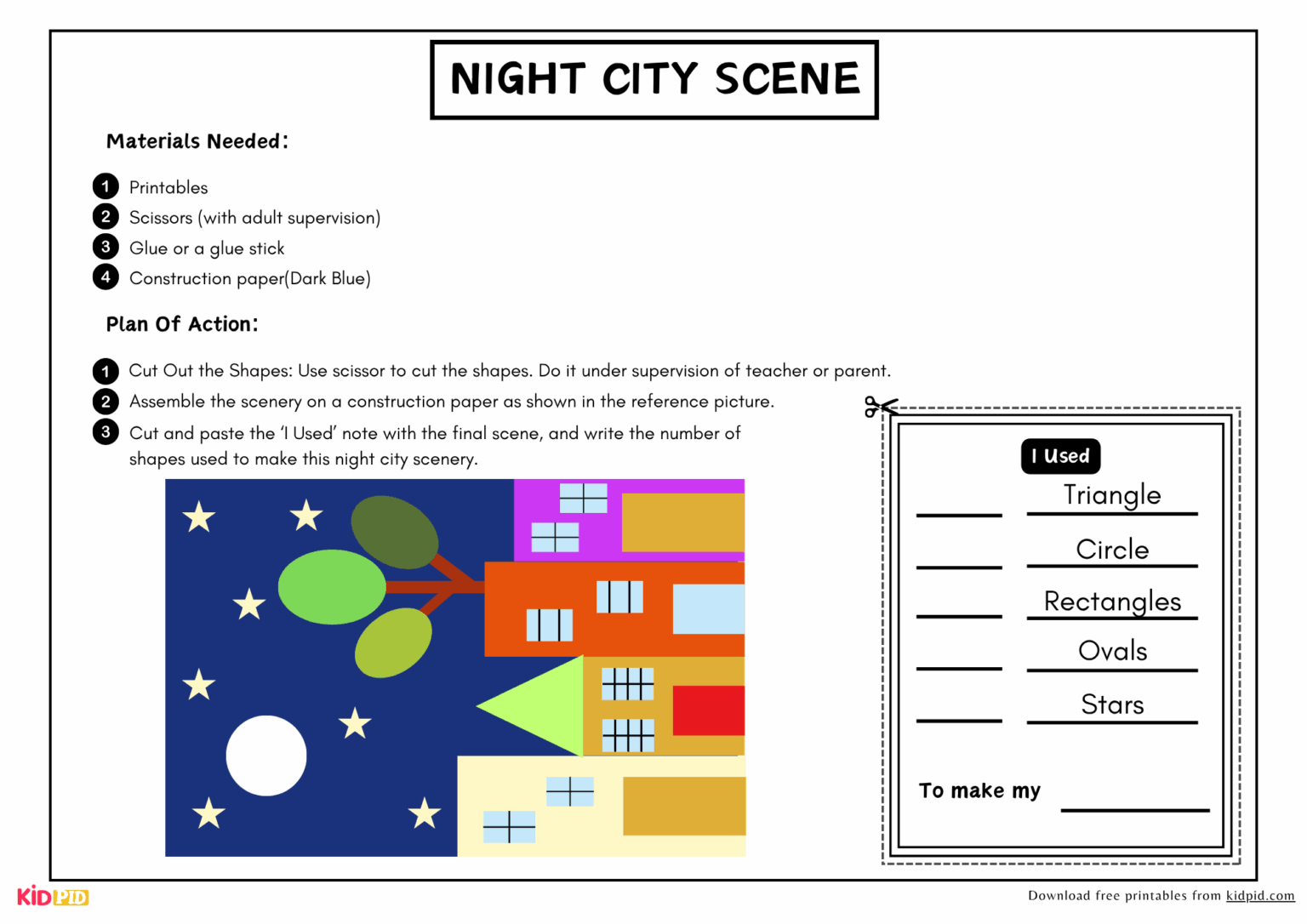 Night City Scene Cutout Printable - Kidpid
