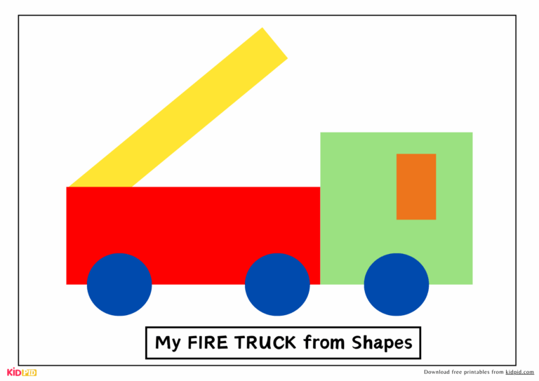 Fire Truck Shape Cut-Out Coloring and Puzzle Printables For Children ...