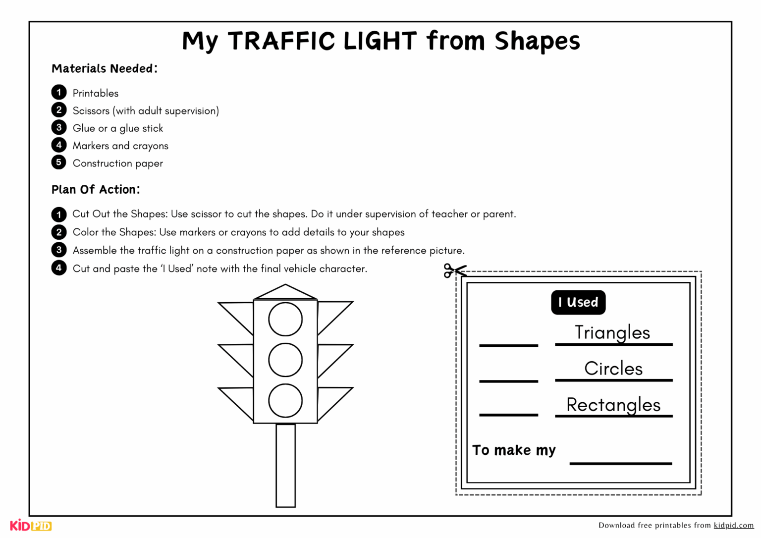 Traffic Light Shape Coloring Puzzle Printable Activity Sheets - Kidpid